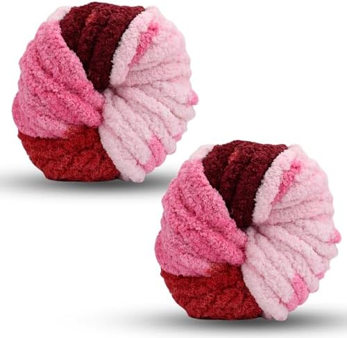 Chunky Wool Yarn 250g × 2, Knitting Wool Yarn Coarse Yarn Multi-Colored ...