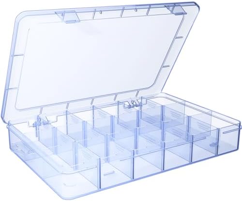 SRNYJAO Plastic Organizer Tackle Box, Large 12 Grids Clear Bead ...