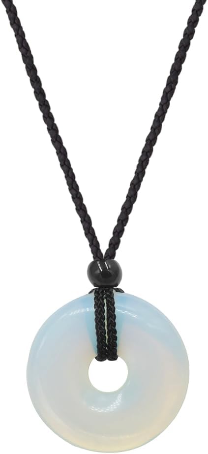 Circle Donut Healing Crystals Necklace - 30mm Natural Chakra Gemstone ...