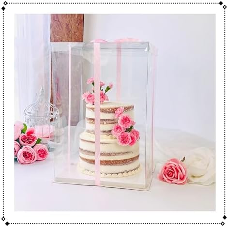 Amazon.com: Square Clear Cake Box - Transparent Cake Boxes with Ribbon ...