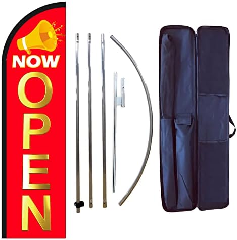 Amazon.com: Preboun 2 Sets 12 ft Now Open Feather Flags Pole Kit for ...