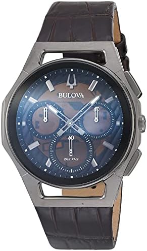 Bulova Curv 98A231 Montre chronographe avec bracelet en cuir Marron ...