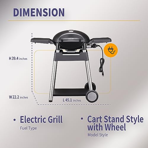 VANSTON Outdoor Electric Barbecue Grill & Smoker with Removable Stand ...