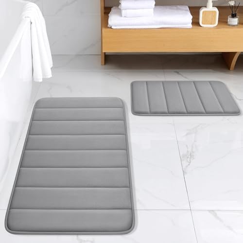 Amazon.com: Buganda Memory Foam 2 Pieces Bath Rugs Set - Soft Non-Slip ...