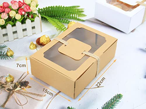 Allbusky 24PCS Paper Bakery Boxes with Window, Cake Boxes, Paper Candy ...