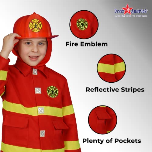 Buy Deluxe Red Fire Fighter Dress up Children's Costume and Helmet Set ...