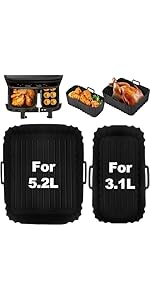 Akulife Silicone Air Fryer Liners, 2Pcs Reusable Square Liners, Food ...