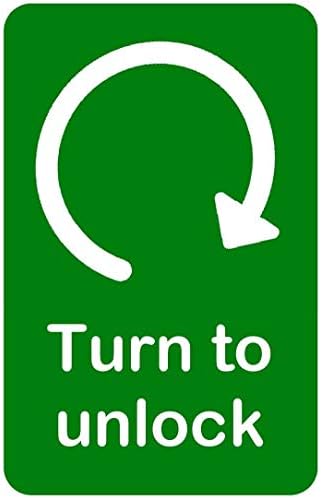 TURN TO UNLOCK ADHESIVE STICKER SIGN. For doors and knobs. (1 x ...