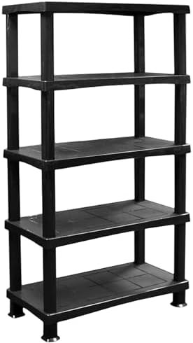 ALLEZ Plastic Shelving Unit - 5 Tier Storage Shelf - Home, Shed, Garage ...