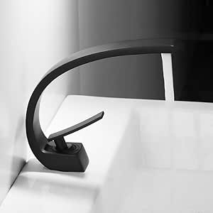 Modern Curved Bathroom Sink Faucet, Hot and Cold Temperature Control ...