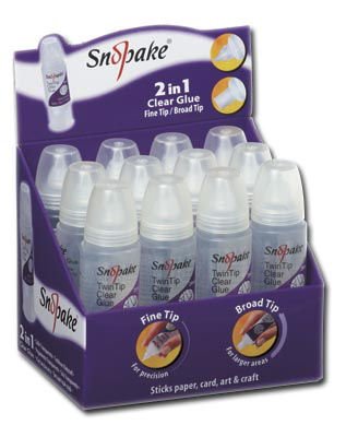 Snopake Twin Tip Clear Adhesive Glue 28ml Display Box of 12 - For Paper ...