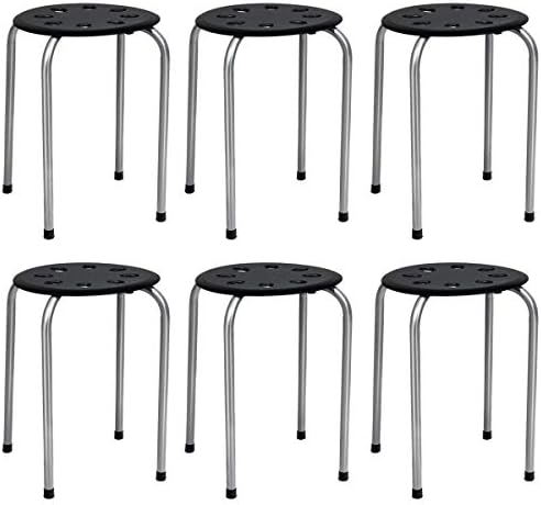 GiantexUK 6PCS Stacking Stools, Set of 6 Plastic Round Bar Stools with ...