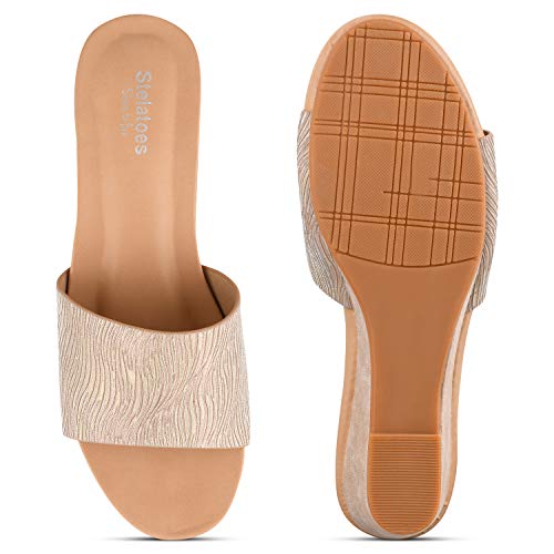 Buy Stelatoes Women's PU Gold One Toe Flats (Heel Height : 2.2 Inches ...