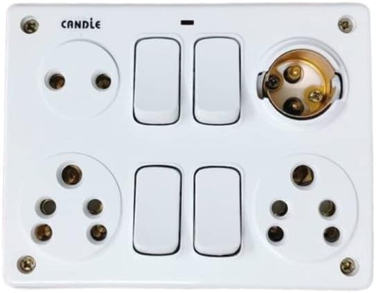 CANDLE 6AMP. Unbreakable 4 Switch 4 Socket/OUTLETS 4+4 with Box with ...