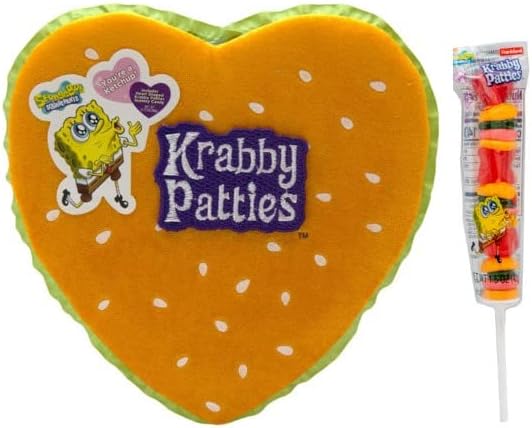 Amazon.com : Krabby Patty Plush Heart Box & Krabby Patty Gummy Candy ...