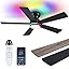 Brown RGB Ceiling Fans with Lights - 46" Flush Mount Ceiling Fan with ...