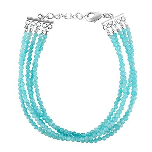 Amazon.com: Natural Amazonite Gemstone Layered Bracelet, Micro faceted ...