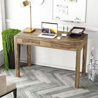 RAAZWOOD Solid Sheesham Wood Study Writing Table with 2 Drawer ...