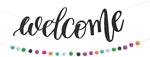 Amazon.com: Bright Classroom Welcome Banner with Pom-Poms (almost 5 ...