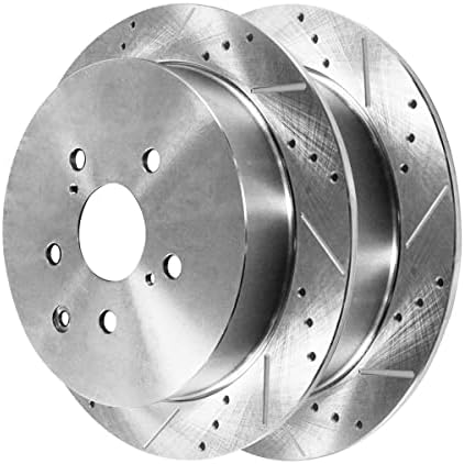 Amazon.com: AutoShack Front and Rear Drilled Slotted Brake Rotors Silver Set of 4 Replacement ...
