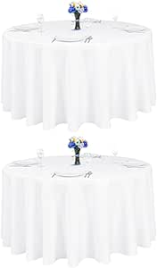Amazon.com: LTC LINENS 2 Pack 120 Inch Round Tablecloth White - Bulk ...