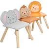 Amazon.com: Kids Wooden Animal Table & Chair Set w 4 Seats- Monkey Lion ...
