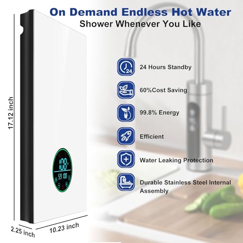 Snapklik.com : Upgrade Tankless Water Heater Electric 9KW 240V, On ...