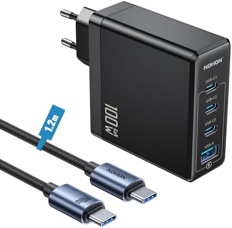 NOHON USB C Rapide Chargeur : 100 W PD 3.0 GaN Alimentation avec câble ...
