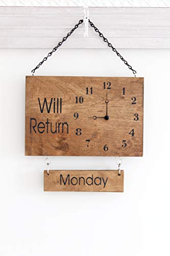 Amazon.com: Will Return Soon Stained Clock Sign Double Sided : Home ...