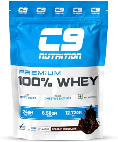 C9 NUTRITION 100% Whey Protein 1kg, 30 Serving | 24gm Protein | 6.50gm ...