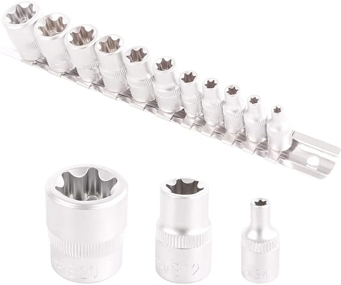 Tecpo External Torx Socket Set 1/4 and 3/8 Inch Torx Wrench Socket Set ...