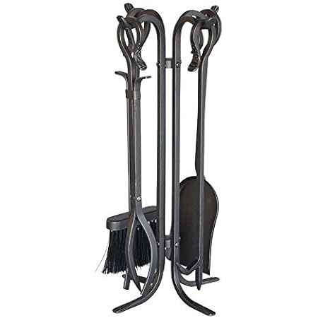Amazon.com: Plow & Hearth 5 Piece Hand Forged Iron Compact Fireplace ...