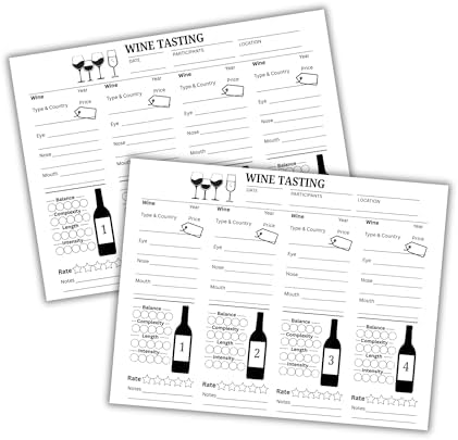 Wine Tasting Pro Guide Scorecard Notes 30pk 8.5x11” Dinner Parties ...
