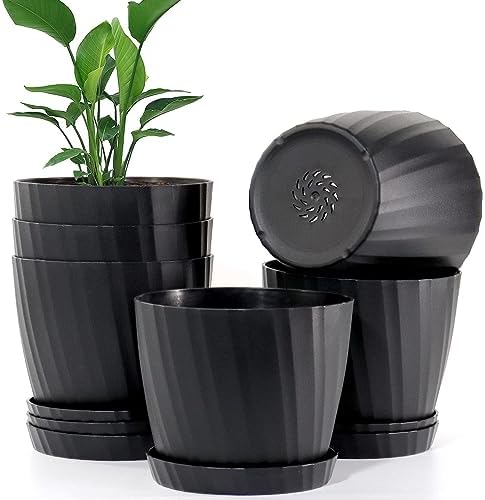 Amazon.com: Lifemaster Plant Pots with Multi Drainage Holes - 10 Pieces ...