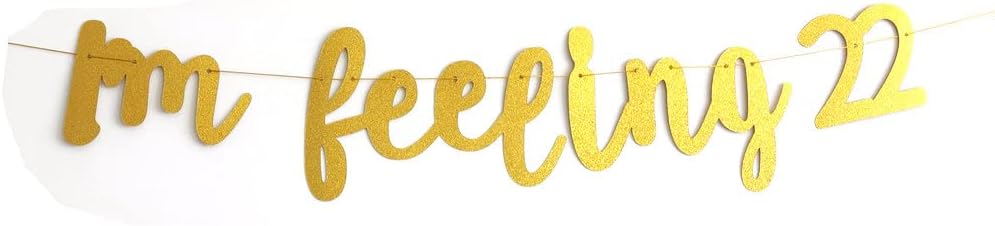 Amazon.com: Gold I'm Feeling 22 banner for 22nd Birthday Party ...