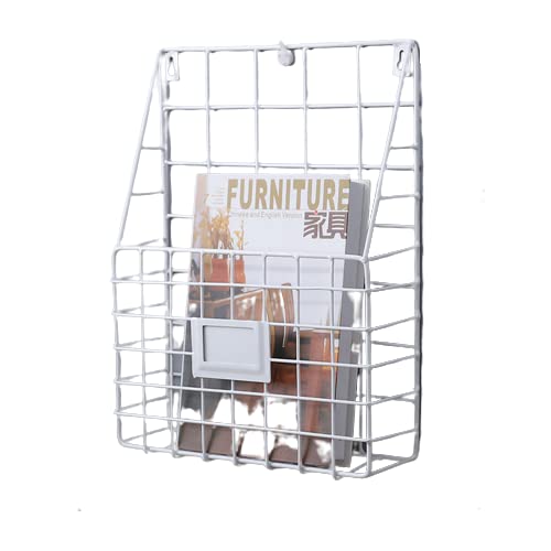 2 PCS SET Wall Mounted Metal Wire Magazine Holder, Wall Hanging ...