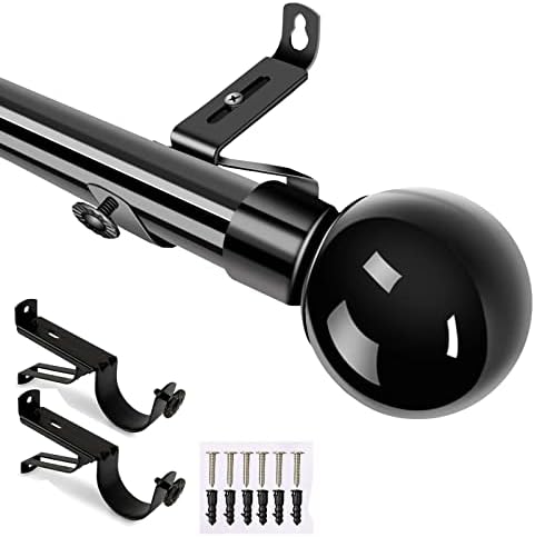 Harrms 16mm Curtain Poles for Eyelet Curtains, Matt Black Voile Curtain ...