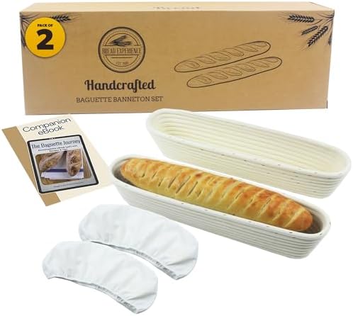 Amazon.com: 15 inches Baguette Banneton Bread Proofing Basket and Linen ...