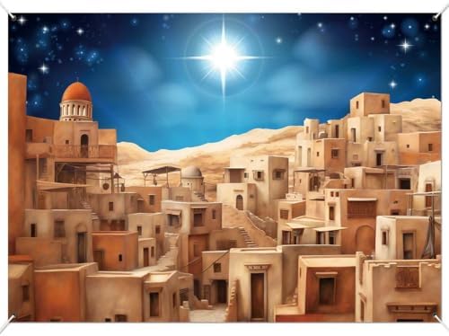 Amazon.com : Zliisang 7x5ft Bethlehem Town Village Backdrop Nativity ...