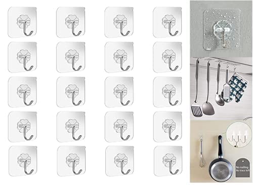 MARBANIALO Wall Hooks for Hanging Strong, 20 Pack Adhesive Hooks for ...