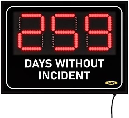 Amazon.com: Yellow Safety®, Days Without Incident Electric Sign,11"x15 ...