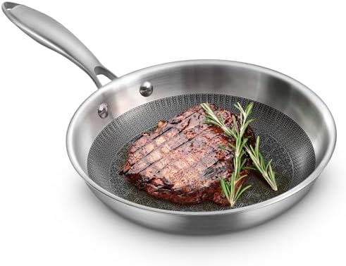 Navaris Stainless Steel Frying Pan - Durable & Scratch Resistant 22cm/8 ...