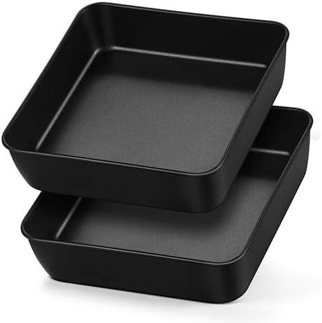Homikit 6 Inch Square Cake Tin Set of 2, Stainless Steel Cake Mould ...