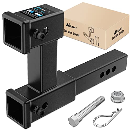 Nilight Dual Hitch Extension with Bolt Nut Kit Fits for 2 inch Receiver ...