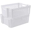 Amazon.com: Obstnny 2-Pack Stacking Storage Bin, Plastic Stackable ...