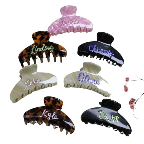 Amazon.com: Personalized Hair Claw,Hair Clips, Hair Barrettes,diamont ...