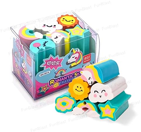 FunBlast Rainbow and Unicorn Erasers for Kids – Colorful Pencil Erasers ...