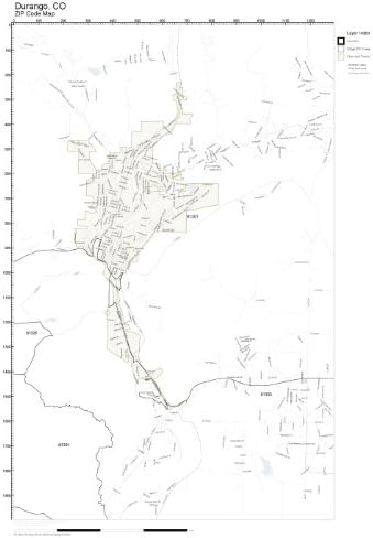 Amazon.com: Working Maps Zip Code Wall Map of Durango, CO Zip Code Map ...