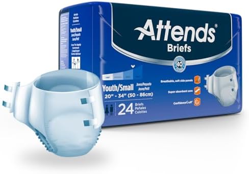 Amazon.com: Attends Youth Incontinence Disposable Briefs, Youth/Small ...