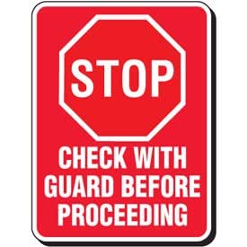 Stop Check With Guard Before Proceeding Sign: Amazon.com: Industrial ...